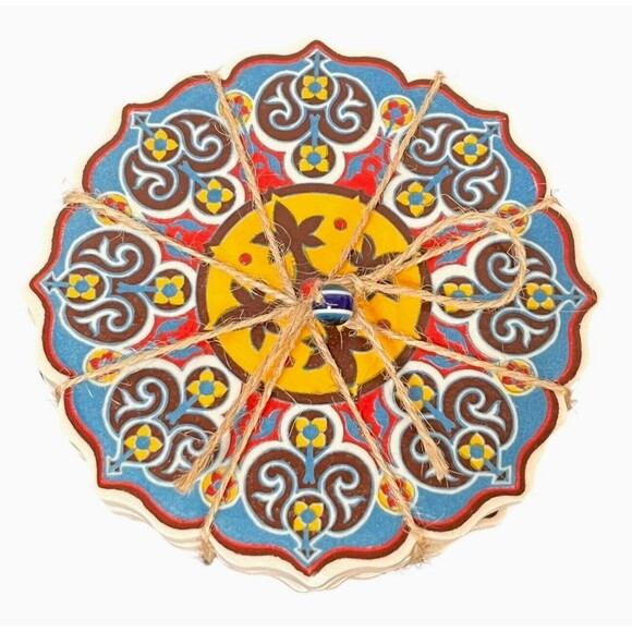 Unbranded | Dining | New Turkish Scalloped Ceramic Coasters Tiles 4 ...